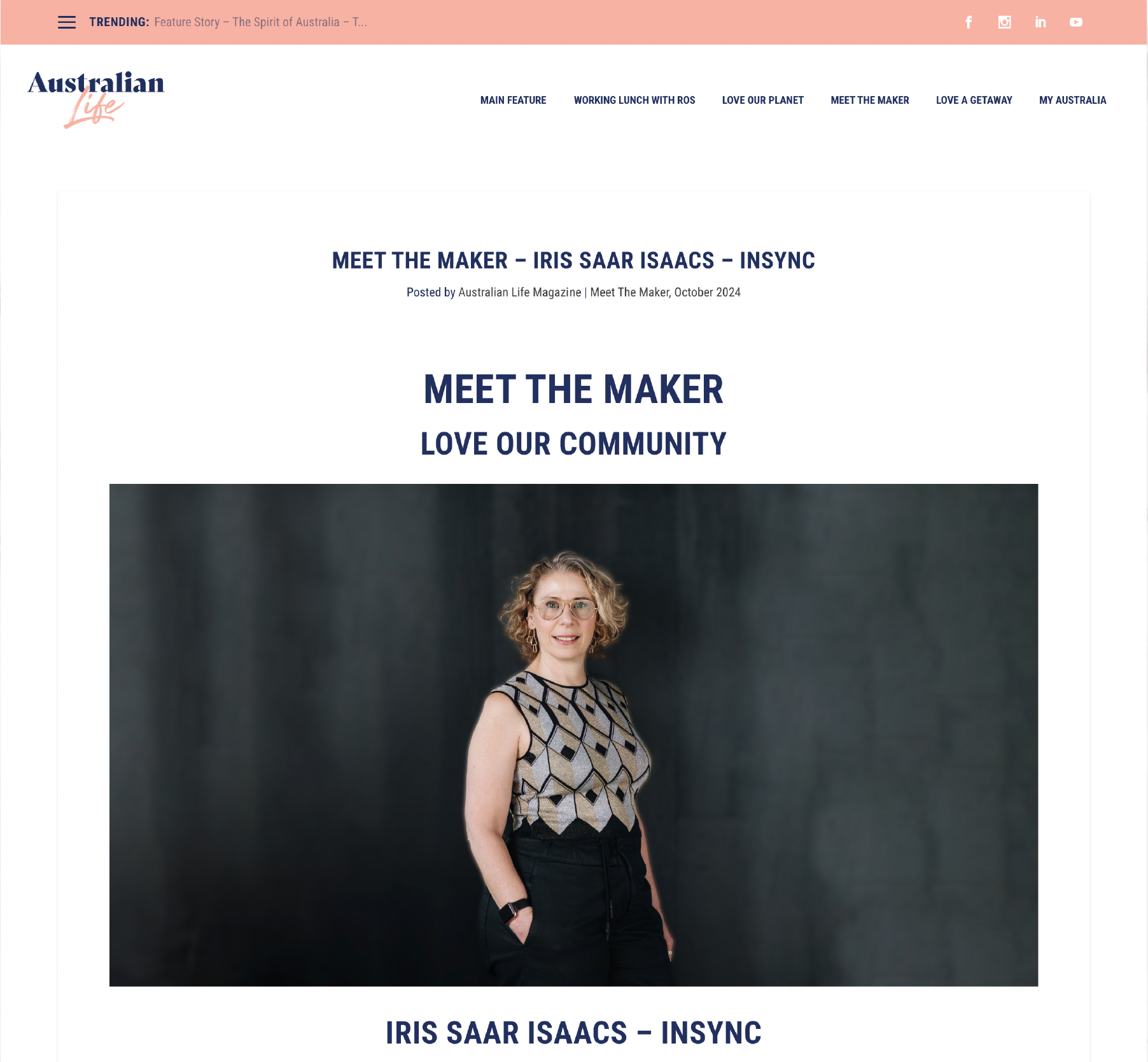 MEET THE MAKER - Iris Saar Isaacs - inSync design by Australian Life M - inSync design