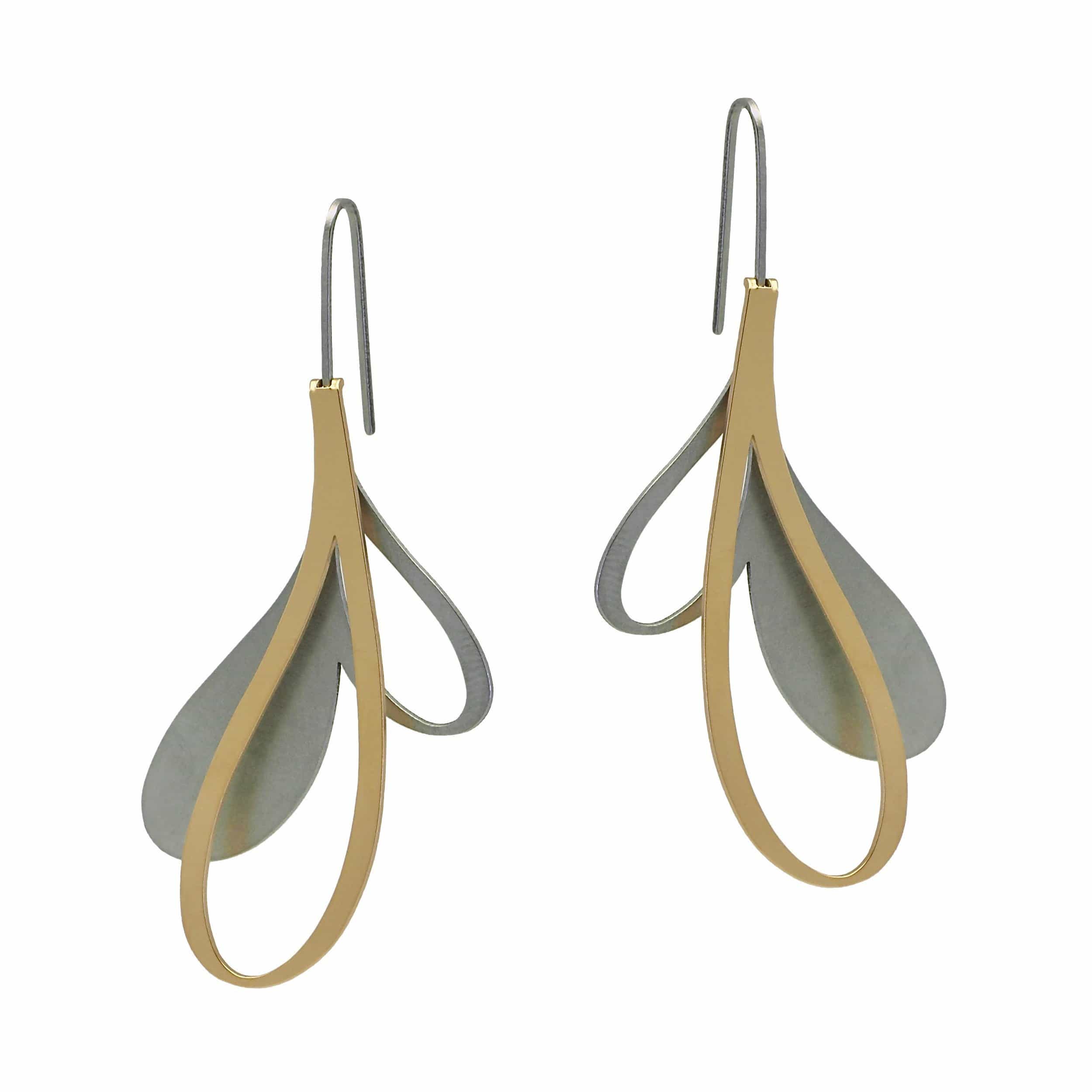 Get X2 Petal Earrings - Raw/ Gold From inSync design - inSync design